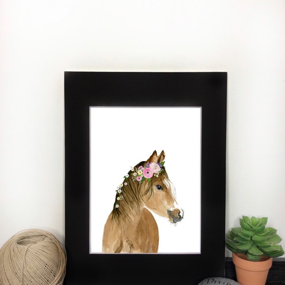 Wall Decor | Framed Cute Horse With Floral | Poshmark